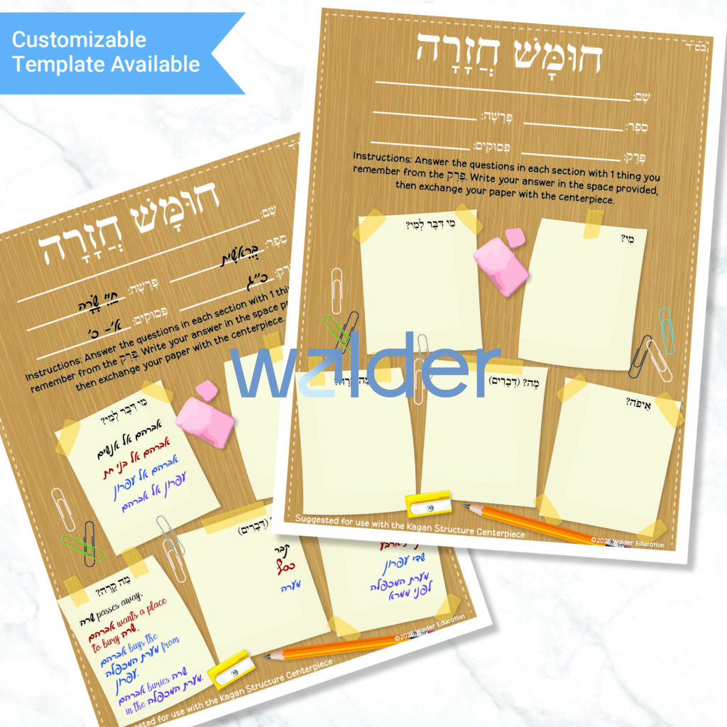 Chumash Chazarah Perek Review Activity - Walder Education
