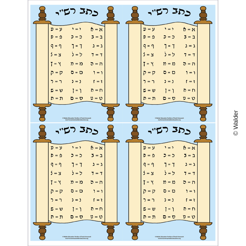 Alef Beis Print to Rashi Script Cards - Walder Education Alef Beis Print to Rashi Script Cards - Walder Education
