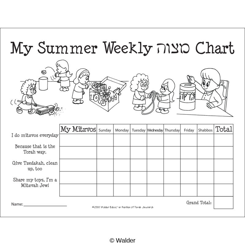 My Summer Weekly Mitzvah Chart - Walder Education