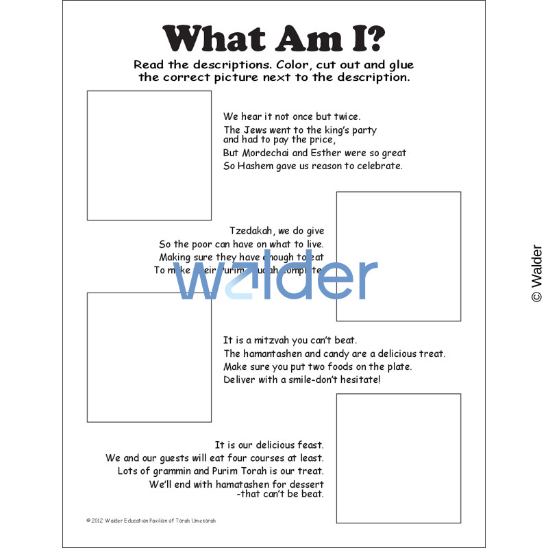 What Am I Purim Activity Sheet - Walder Education
