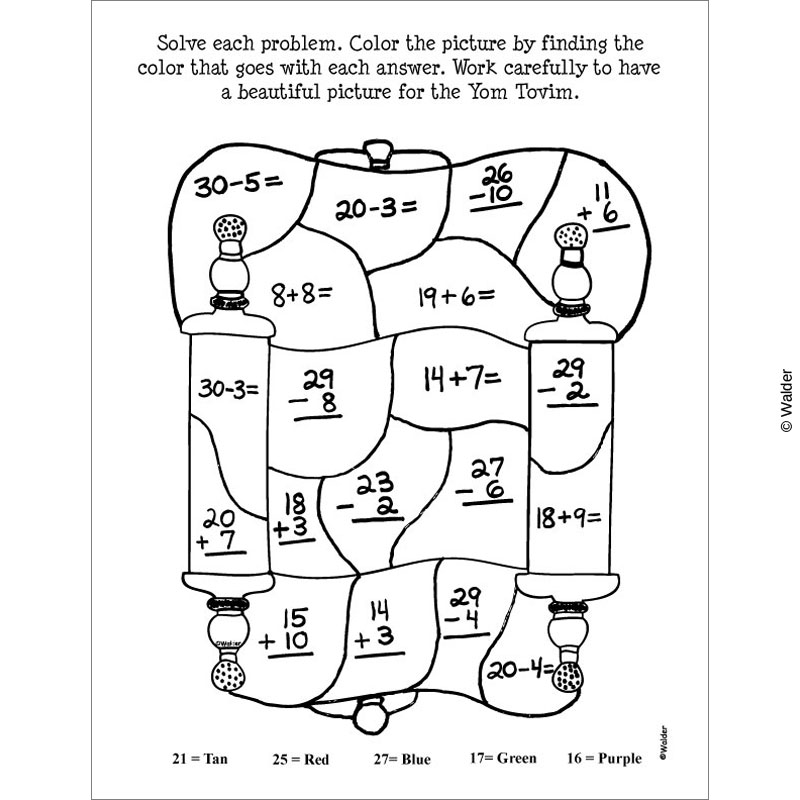 Addition and Subtraction Color by Number - Walder Education