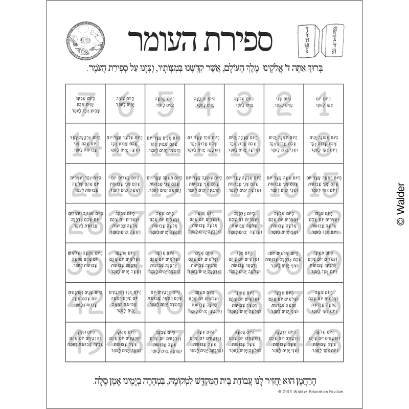 Sefirah Chart with the Exact Count - Walder Education