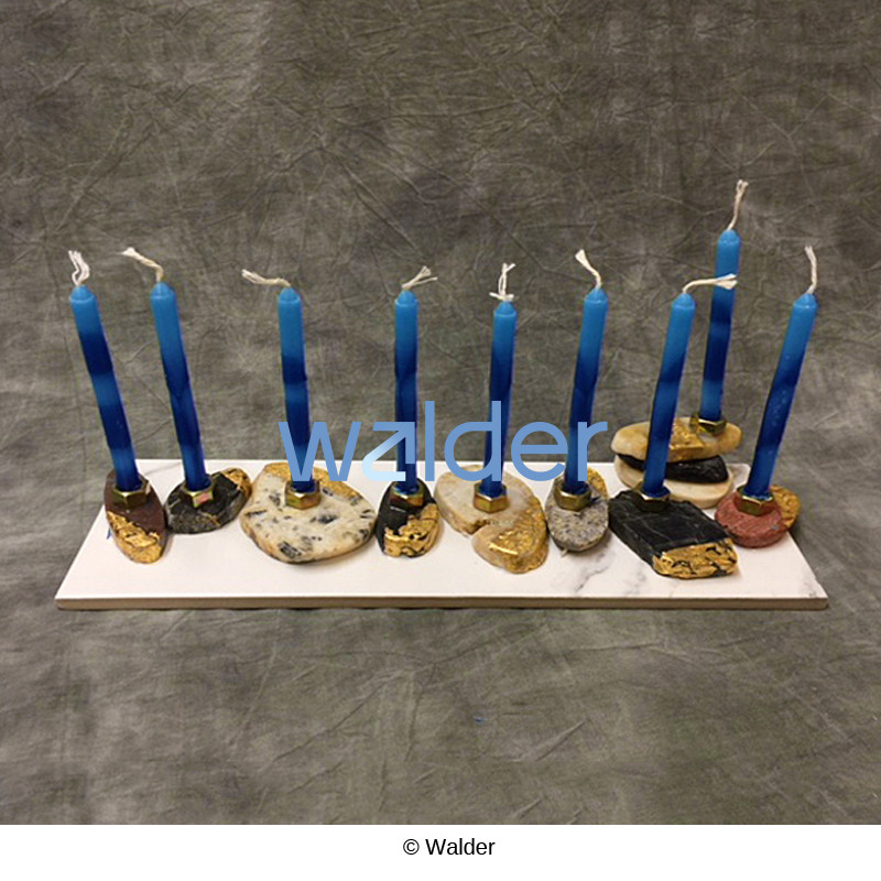 Gold Leaf Stone Menorah - Walder Education