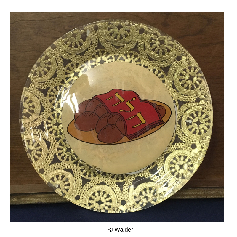 Challah Shabbos Decoupage Plate - Walder Education