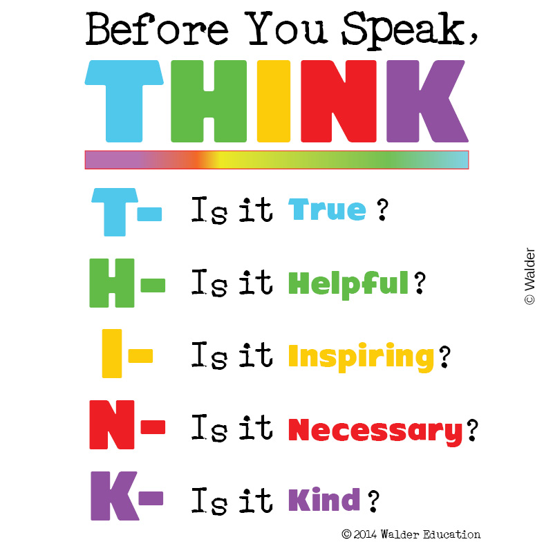 Before You Speak, Think! - Walder Education