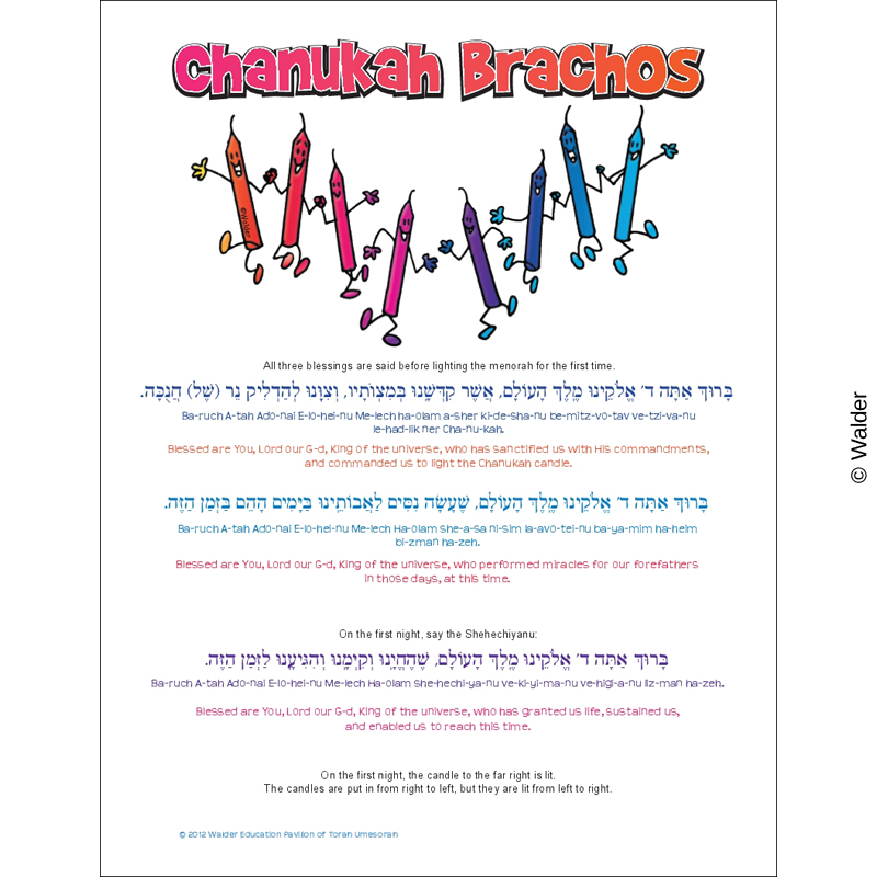 Chanukah Brachos - English and Transliteration - Walder Education